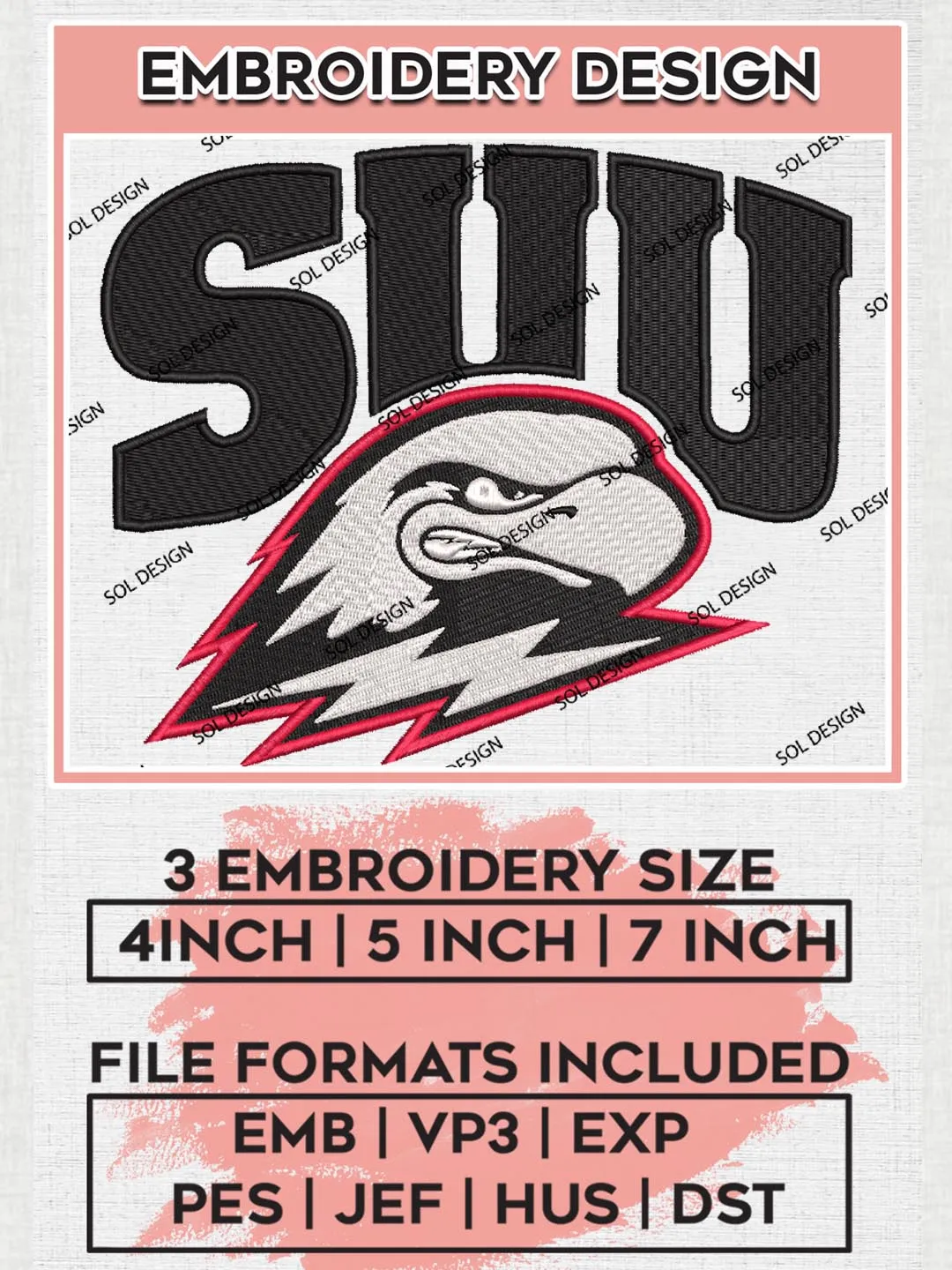 NCAA SUU Thunderbirds College Team Head Mascot Logo Embroidery Design ...