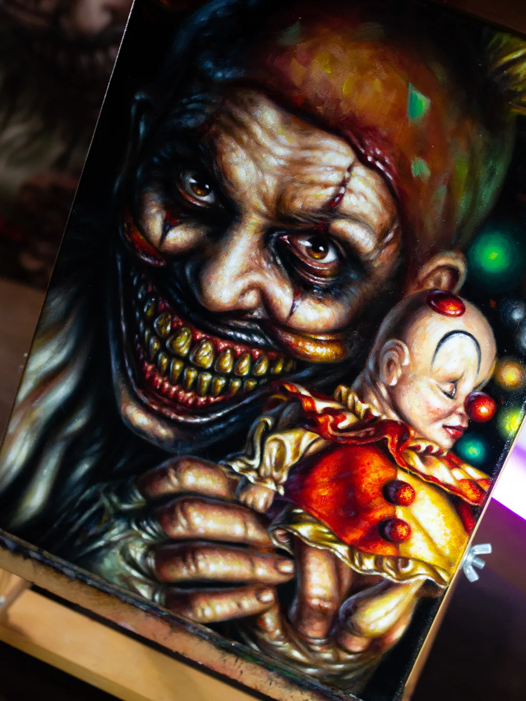 Original oil painting Terrifier Art the Clown