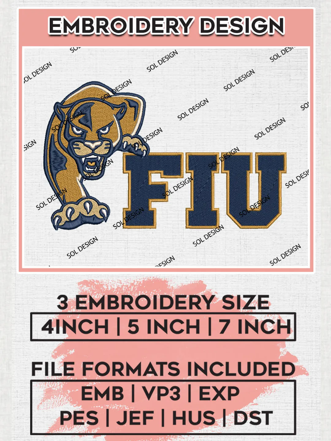 FIU Panthers Team Logo embroidery designs, NCAA Florida International ...