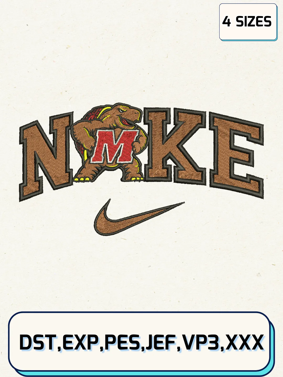Nike Maryland Terrapins Logos Embroidery Design Files, NCAA Logos ...