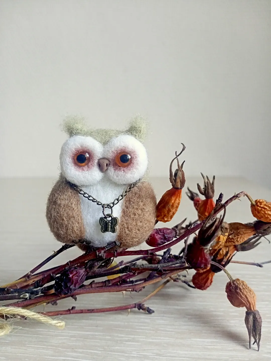 Handmade needle felting OWL brooch/Totem animal brooch/Woodland animal ...