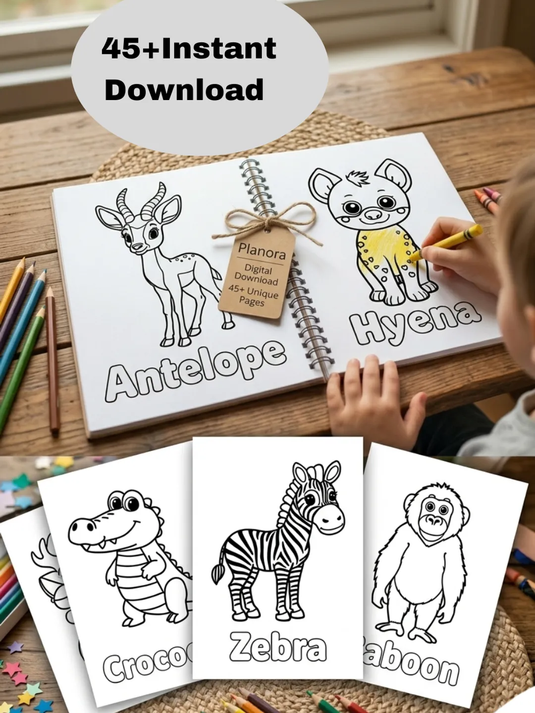 20+ Cute Safari Animals Coloring Pages for Kids, Printable Jungle ...