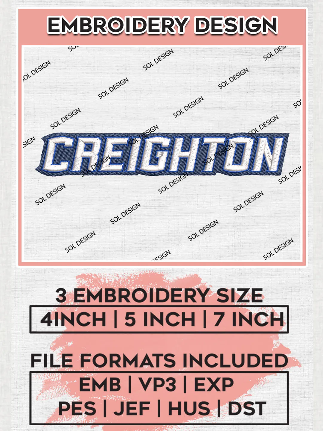 Creighton NCAA Team Word Logo Embroidery Design Files, NCAA Creighton ...