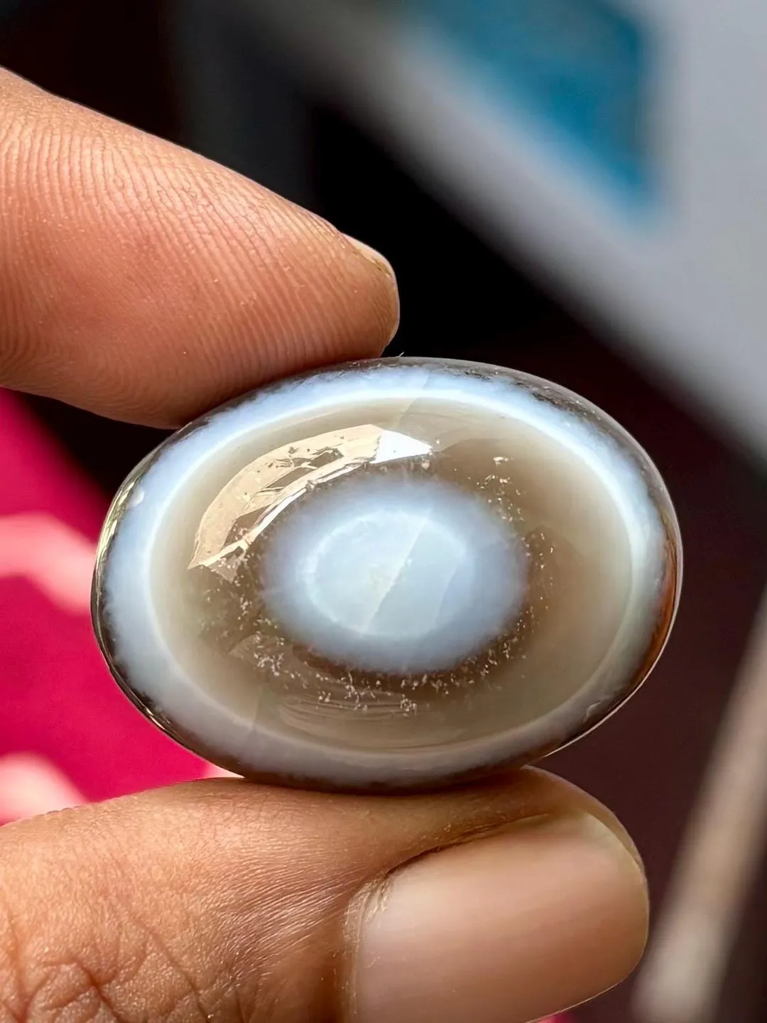 Blue Opal Agate Cabochons: Oval Gemstone Eyes, 75 Carat (32-23-15mm )
