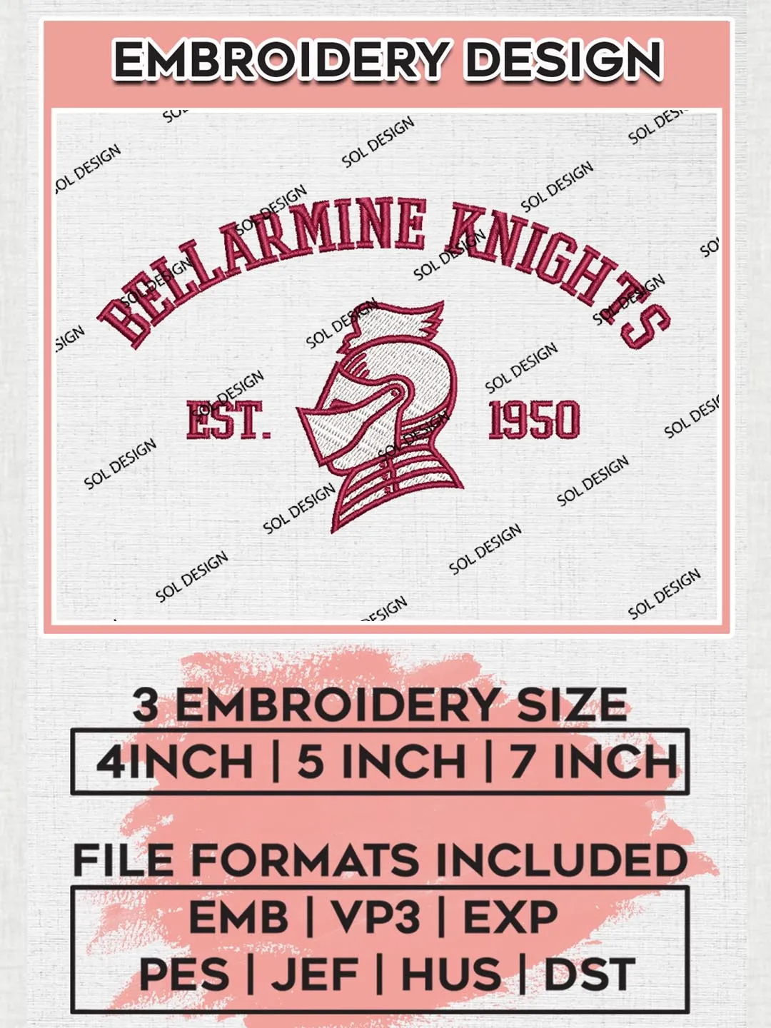 Bellarmine Knights Est 1950 Logo Embroidery Designs, NCAA Bellarmine ...