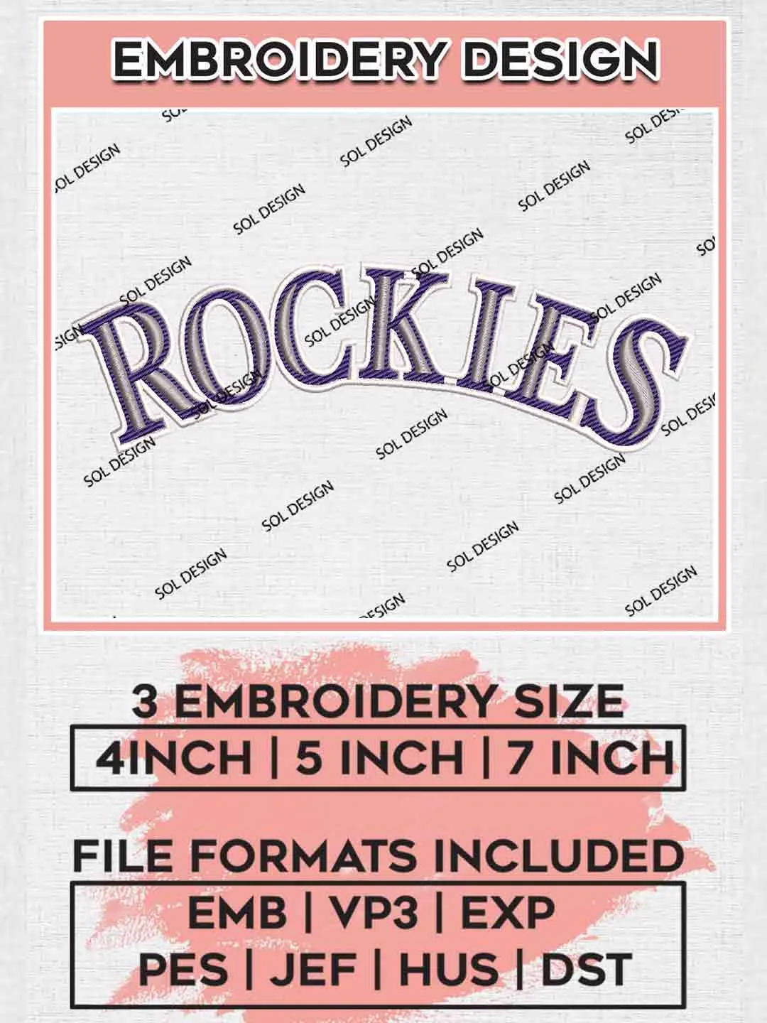 Rockies Wordmark Logo Embroidery Files, MLB Colorado Rockies Team ...