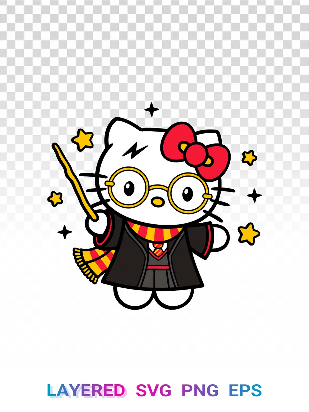 Harry Potter SVG PNG, Hello Kitty Wizard Sanrio Magic