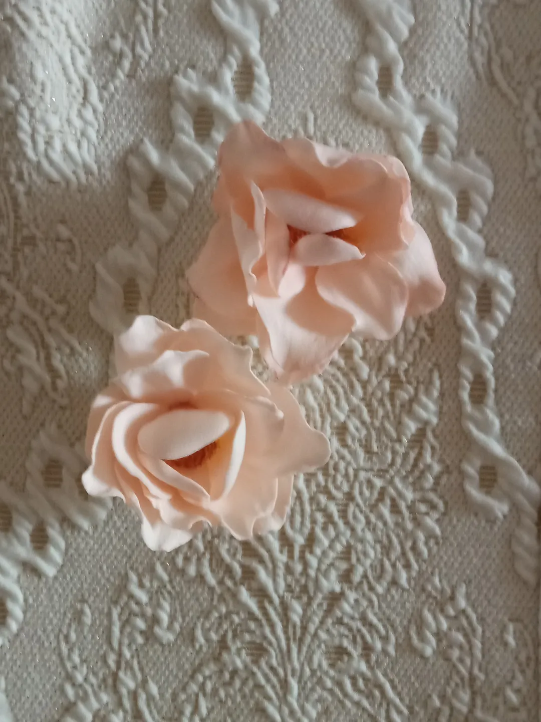 2 brooches on a pin, soft pink flowers, handmade/women's accessories ...