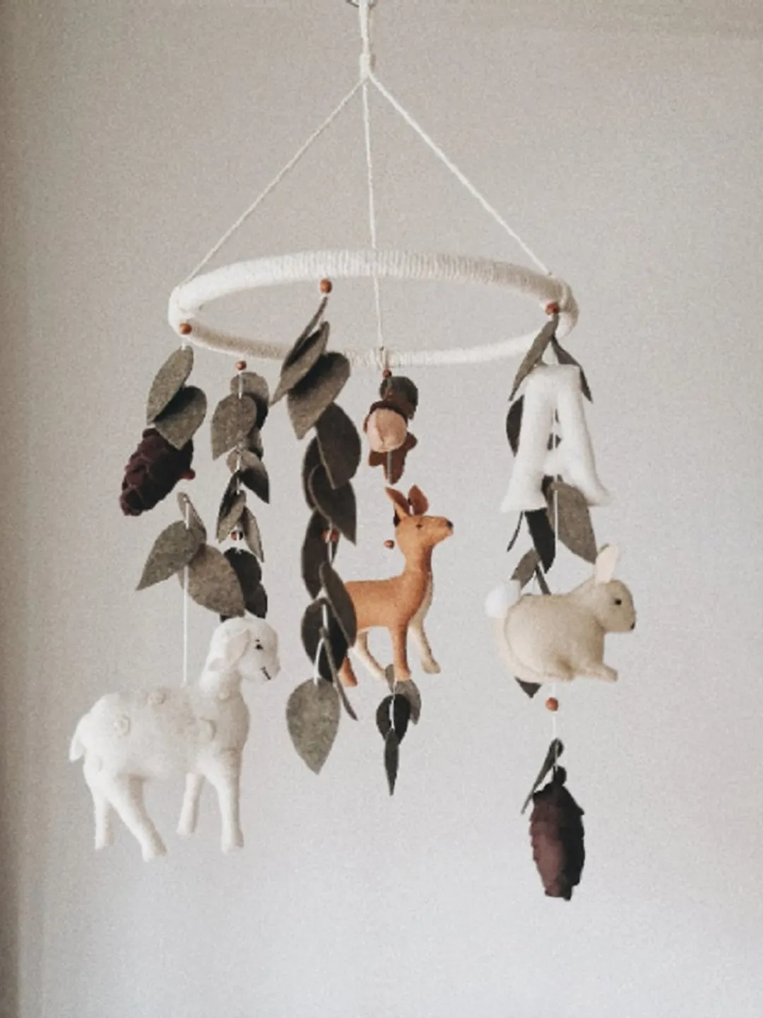 Baby girl mobile deer, Woodland mobile baby girl, Crib mobile girl pink