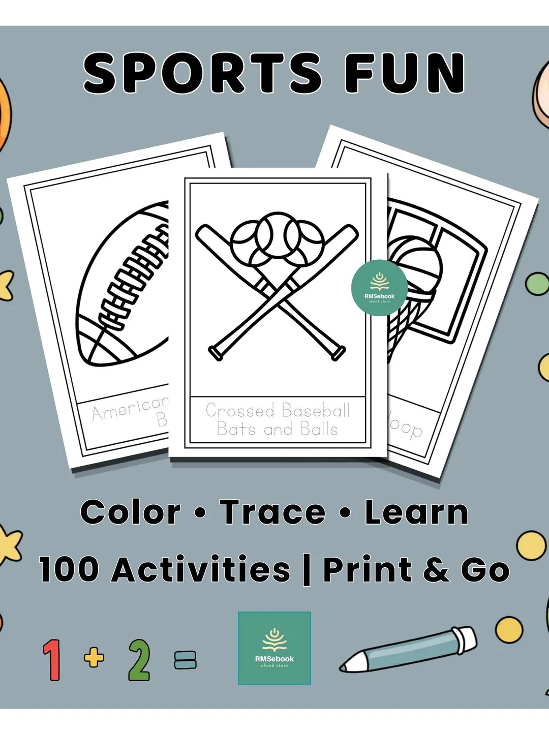 Sports Equipment Coloring Pages for Kids | Word Tracing & Activity ...