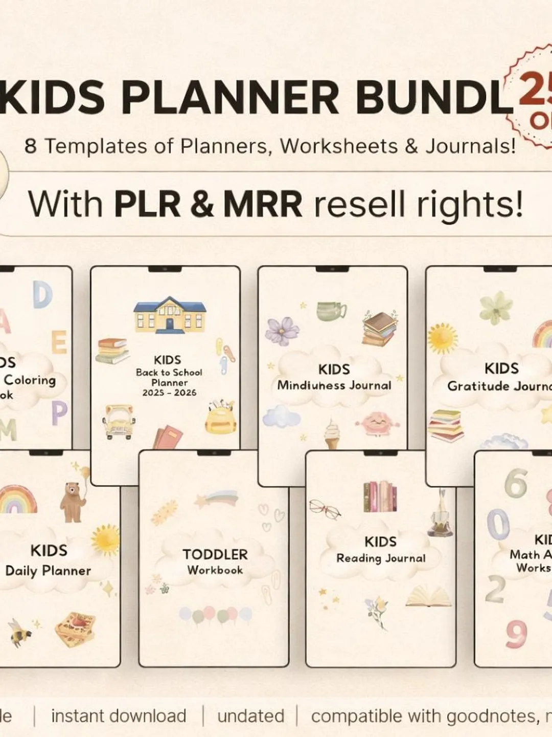 PLR MRR Kids Planner Bundle Printable | Master Resell Rights | ADHD ...