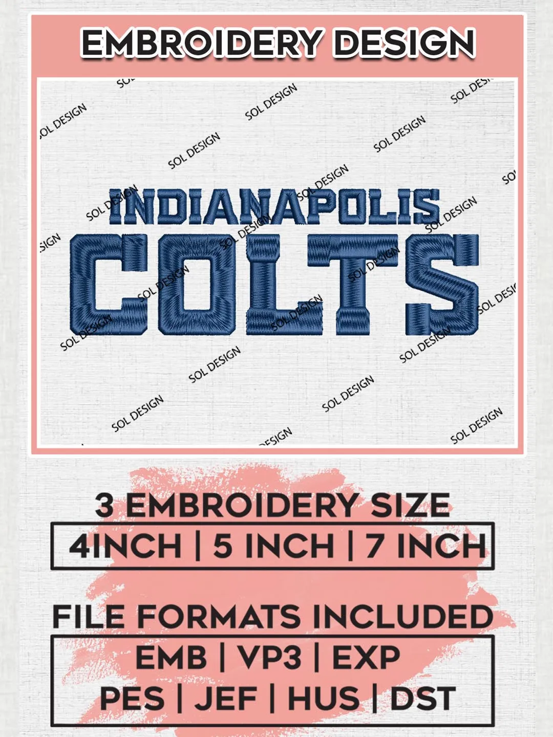NFL Indianapolis Colts Wordmark Logo Embroidery Designs, NFL Colts, NFL ...