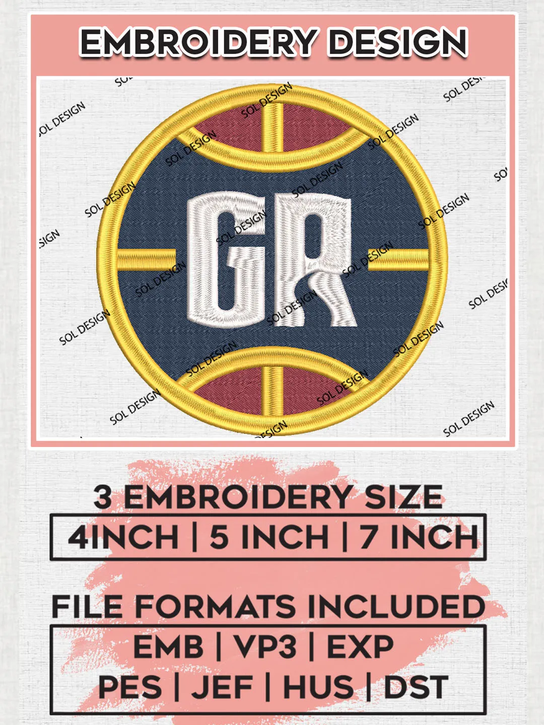 Grand Rapids Gold Team NBA Basketball Logo Embroidery Designs, NBA G ...