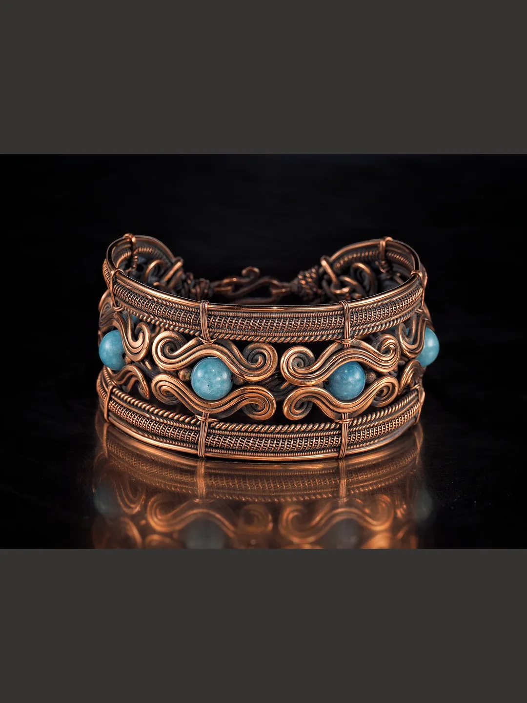Copper wire wrapped bracelet Unique antique style Woven wire bangle 7th ...