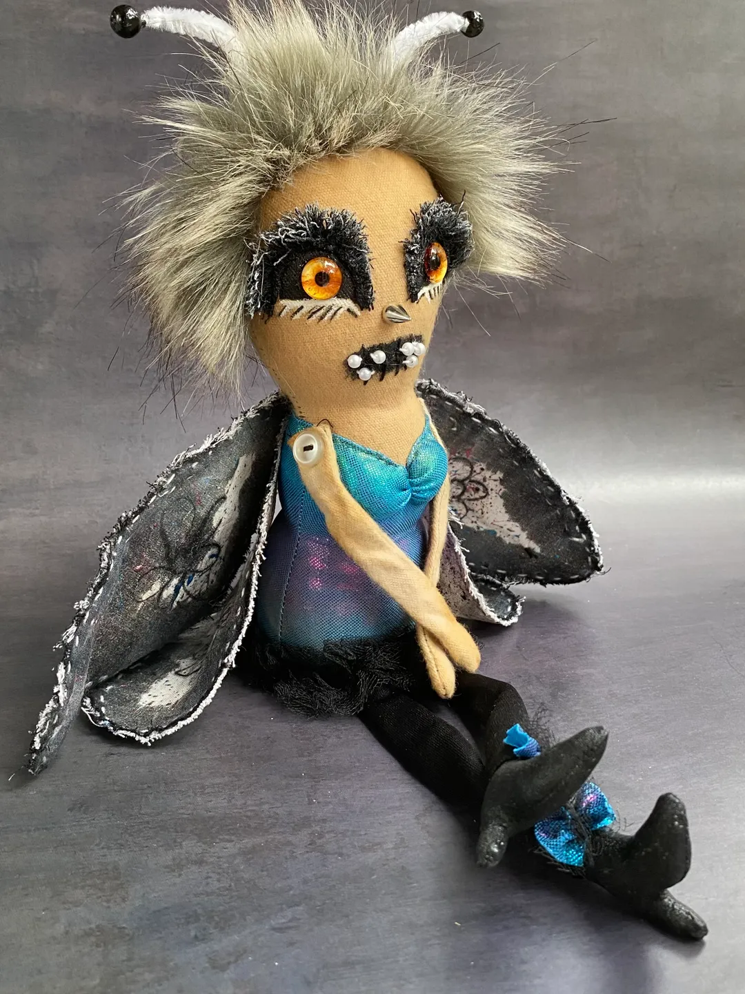 Creepy doll . Butterflay doll for Halloween decor . Insect for weird ...