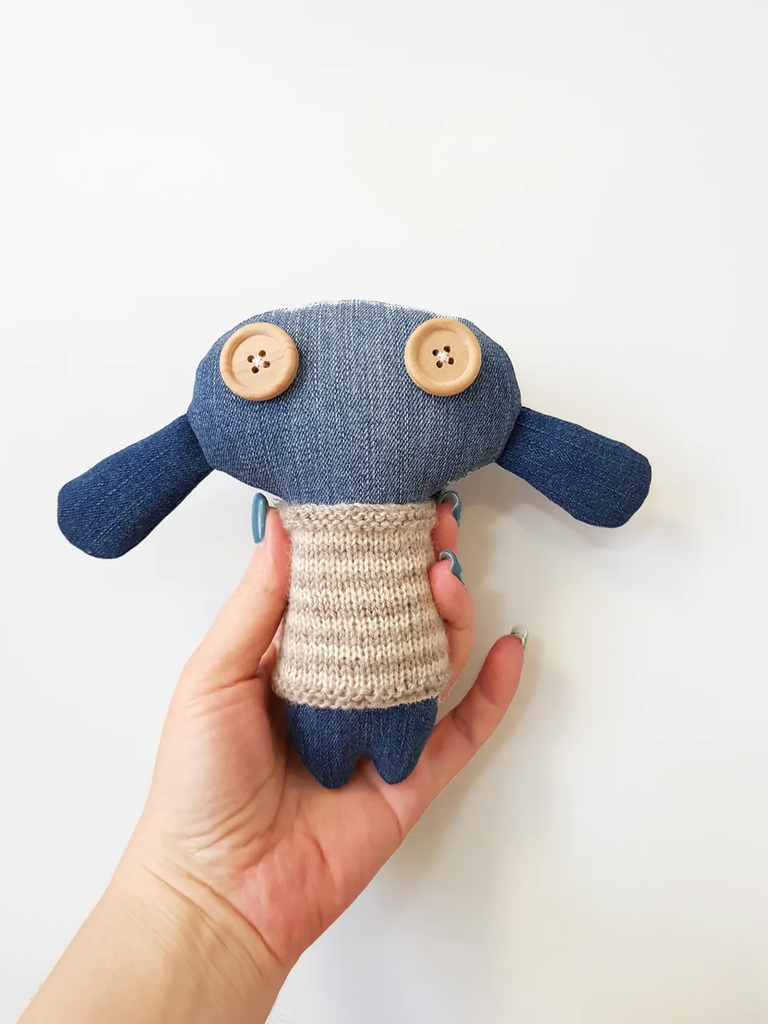 Cute denim Bunny pattern pdf for sewing and knitting, digital tutorial ...