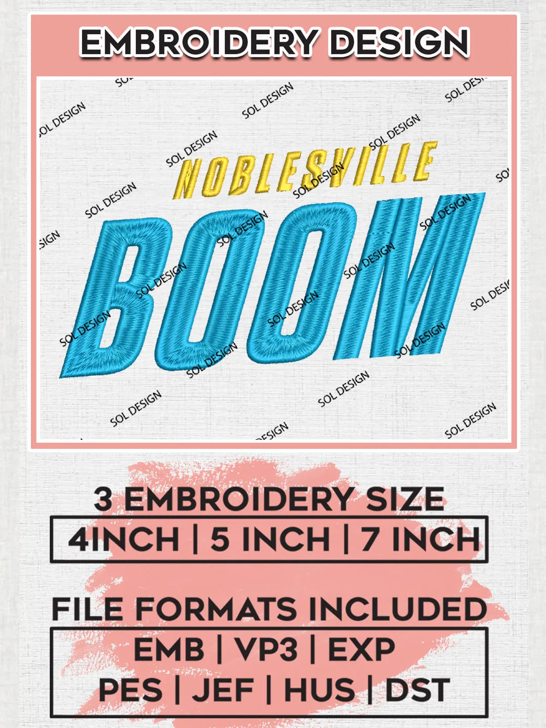 Noblesville Boom NBA Basketball Team Wordmark Logo Embroidery Designs ...
