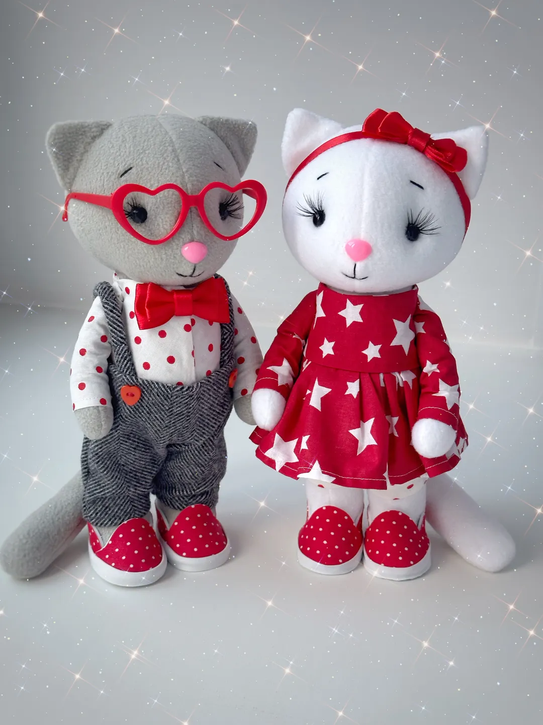 Soft plush couple cats dolls. Memory Lovey toy. Handmade Valentine doll ...