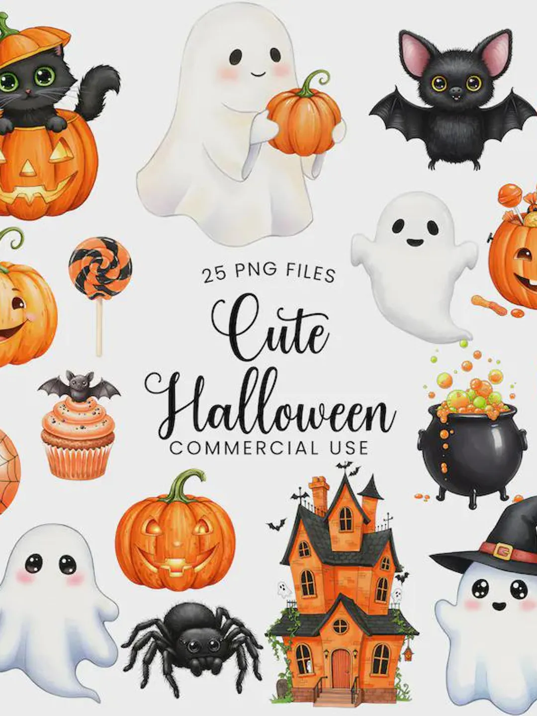 Halloween Clipart | Spooky Cat and Ghost Graphics (SVG and PNG Digital ...