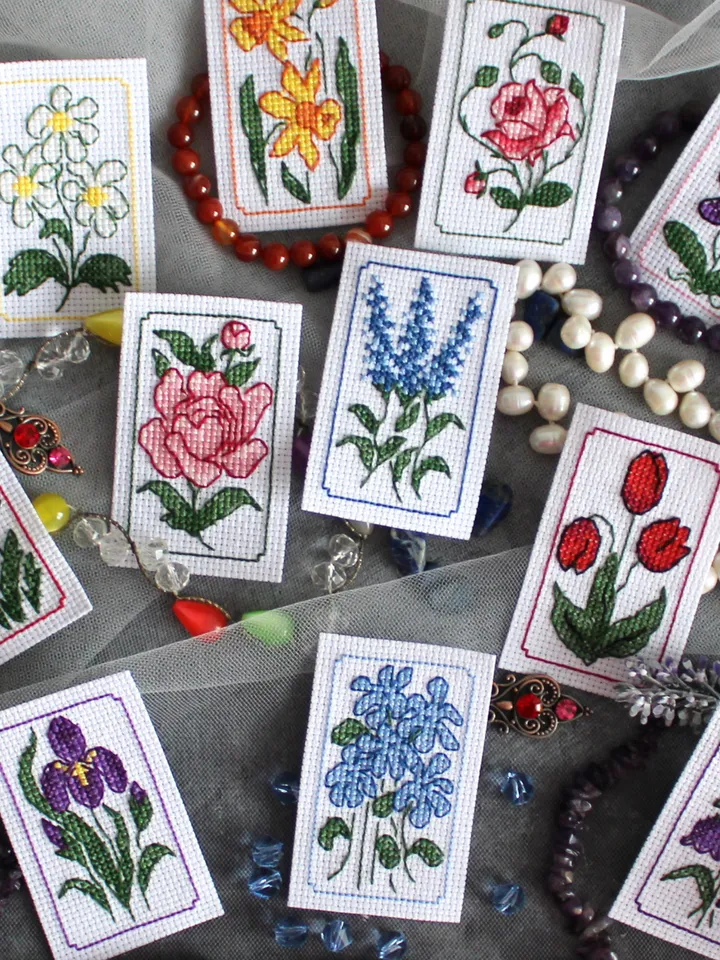 Set of 12 mini cross stitch patterns PDF, small cross stitch charts ...