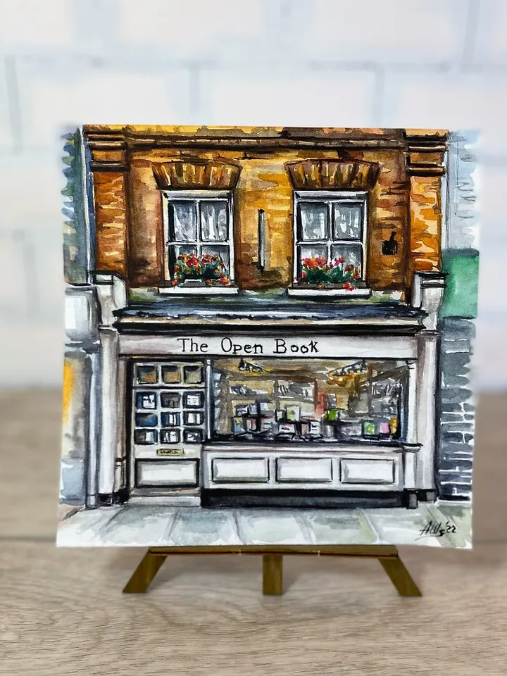 Bookshop painting Original watercolor painting City street painting ...