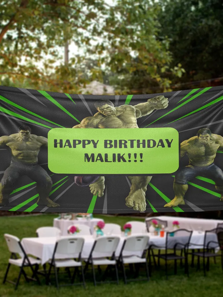 Hulk Birthday Banner Personalized Party Backdrop Decoration ikban138 ...