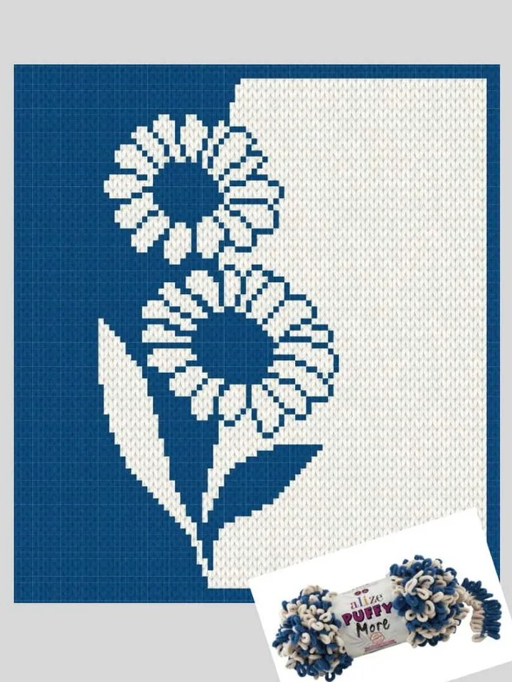 Loop yarn Finger knitted Chamomile flowers blanket pattern PDF $6.00 ...