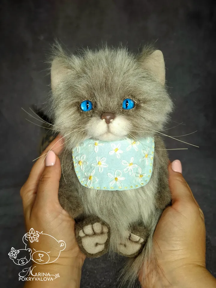 Plush cat teddy toy New year gift idea Handmade toy $145.00 | Buy ...