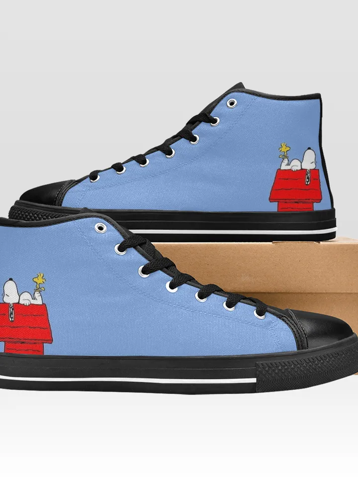 Snoopy Shoes, High-Top Sneakers, Handmade Footwear $72.00 | Buy online ...