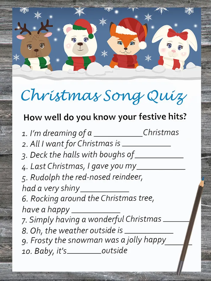 Christmas party games,Christmas Song Trivia Game Printable,Winter ...