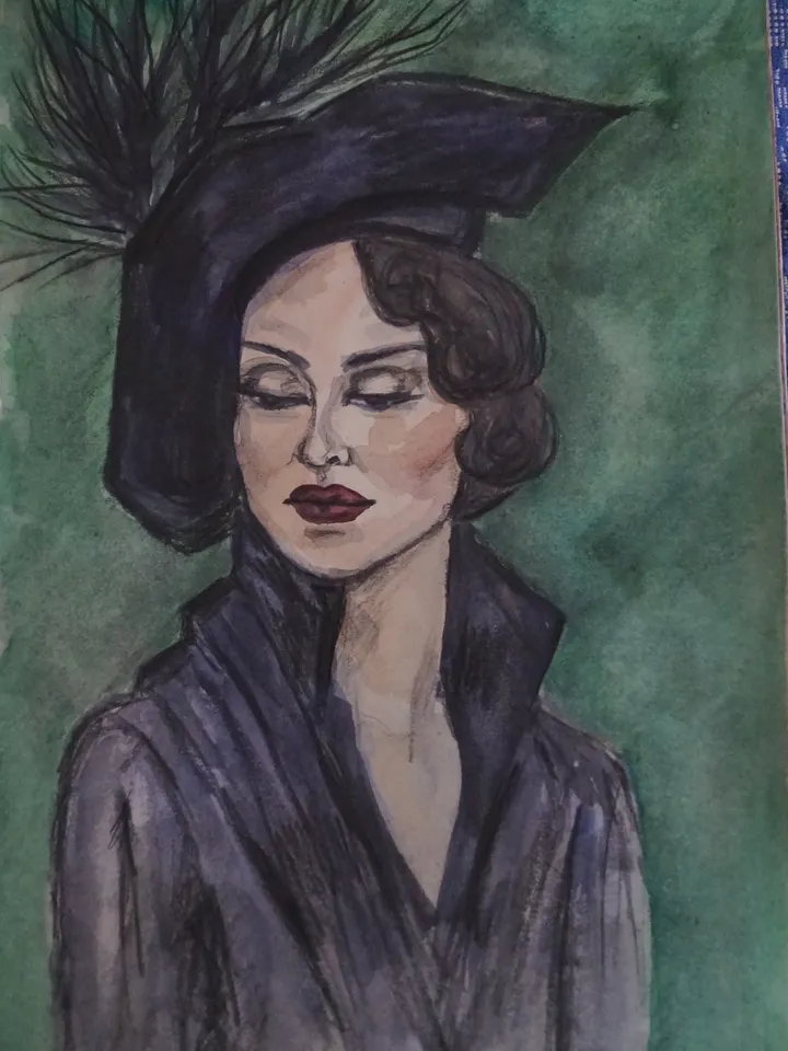 Watercolor painting "Her ignoring gaze"