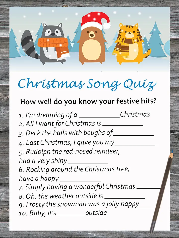 Christmas party games,Christmas Song Trivia Game Printable,Winter ...