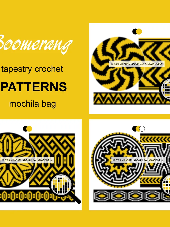 3 CROCHET PATTERNS / Tapestry crochet bag / wayuu mochila bag / SET 81 ...