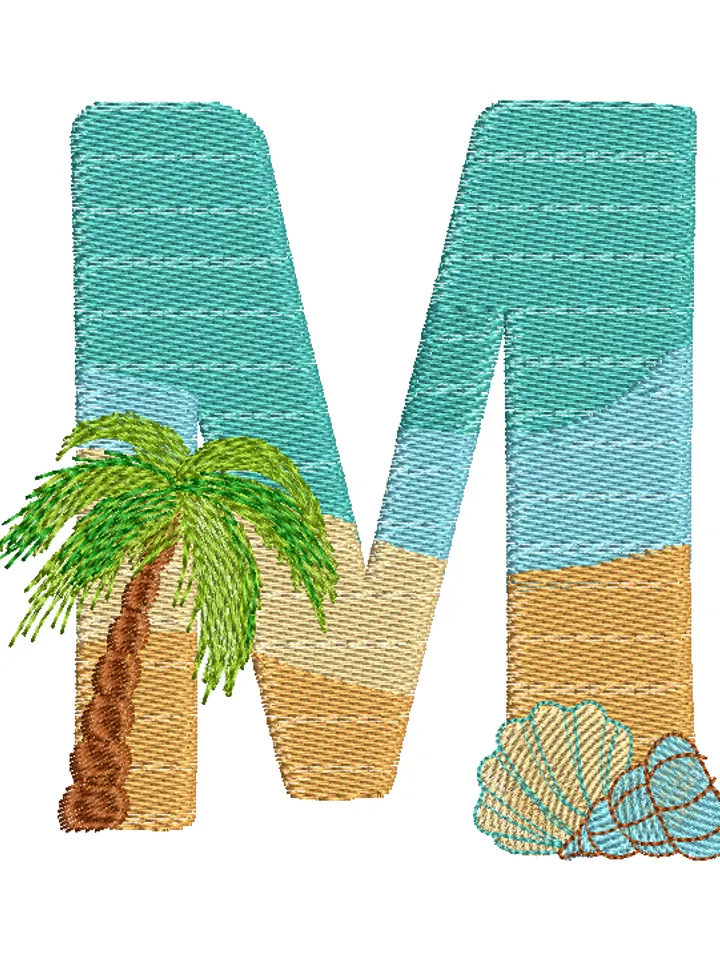 Tropical Font M machine embroidery design $3.50 | Buy online with delivery