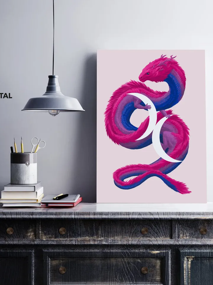 Bisexual Dragon [LGBTQ+ Poster | Rainbow Griffin Poster | Dragons | Wall Decor Print | LGBTQ ...