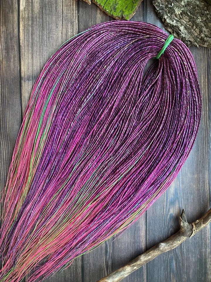 Double ended thin smooth long synthetic micro dreadlocks ginger pink ...