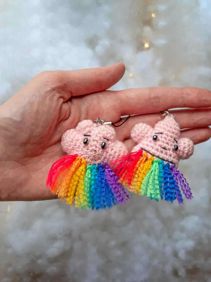 Funny Rainbow Cloud pendant, Set of keychains, Couple cute keyrings ...