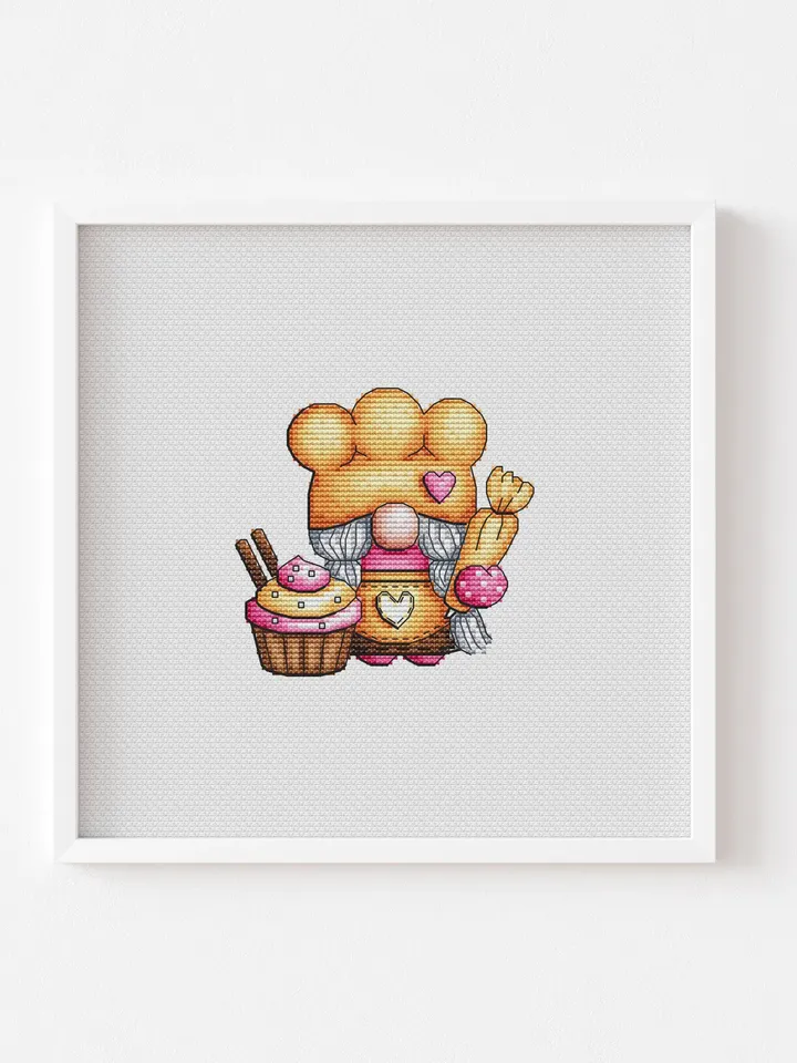 Gnome Cross Stitch Pattern, Counted Cross Stitch Pattern, Cooking Gnome ...