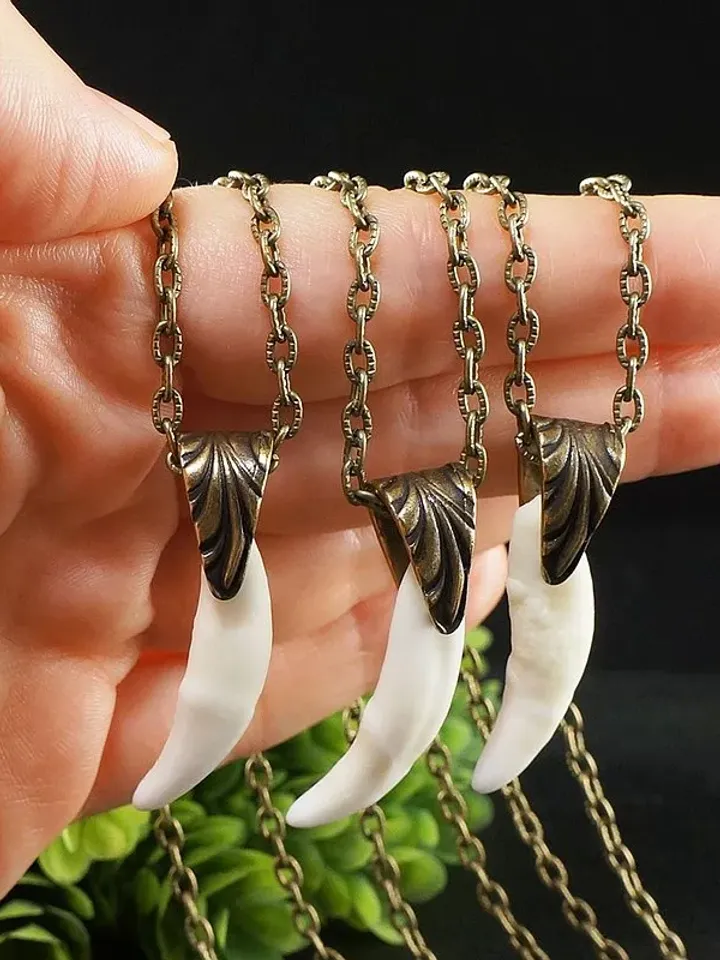 Real Wolf Tooth Necklace Genuine Wolf White Teeth Fang Tusk Necklace ...