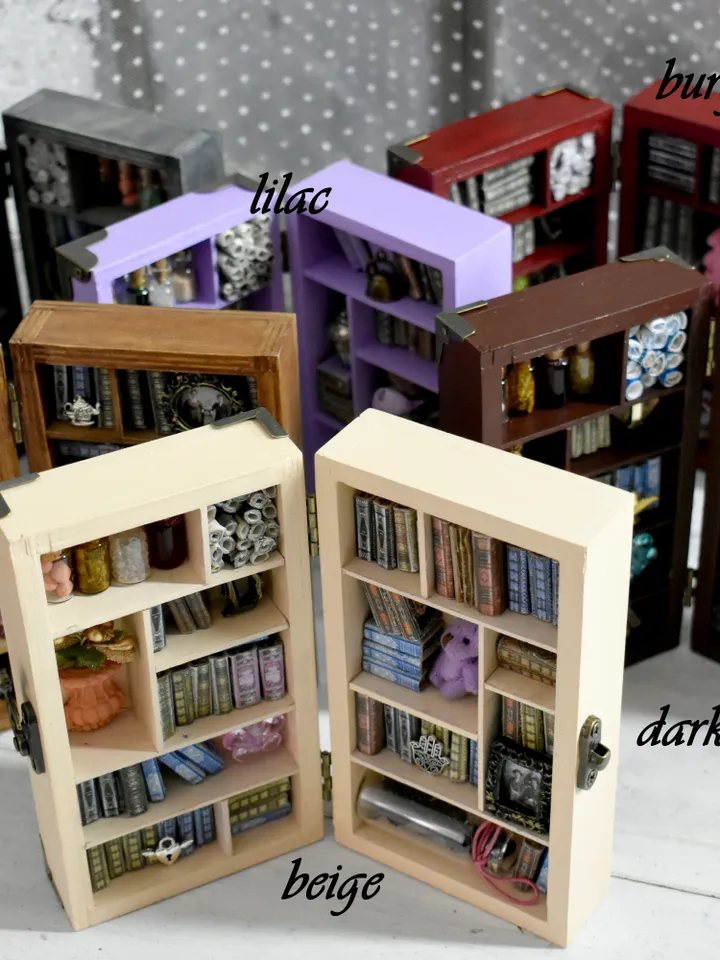 A miniature library with minibooks the bookshelves in the living room ...