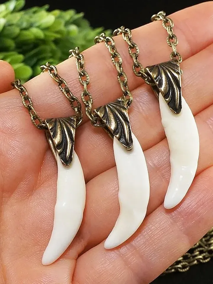 Real Wolf Tooth Necklace Genuine Wolf White Teeth Fang Tusk Necklace ...