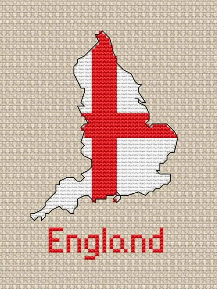 England Map Cross Stitch pattern modern, English Flag Xstitch pattern ...