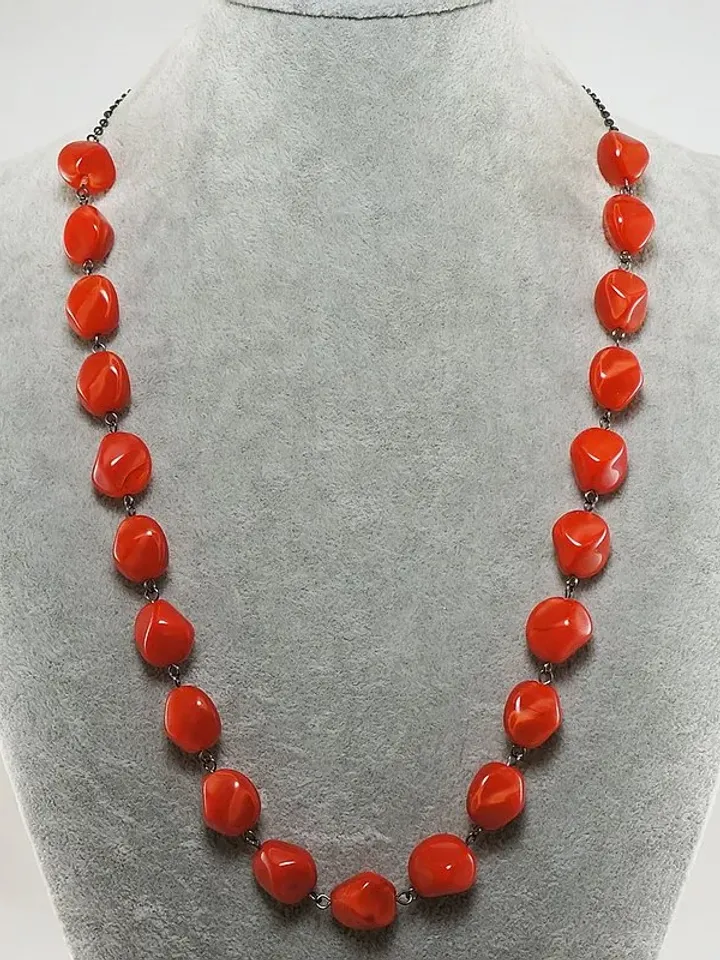 Red Glass Necklace Scarlet Crimson Red Czech Glass Large Beaded ...