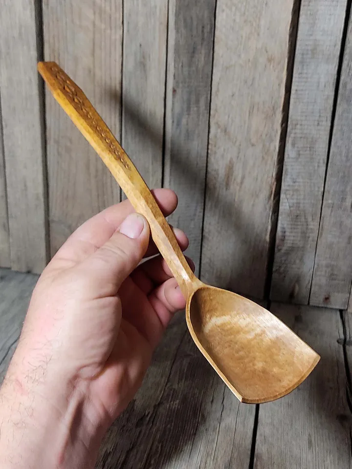 Wooden wok tool Handmade cooking spoon Handcarved birch spoon Wooden serving spoon Wooden ...