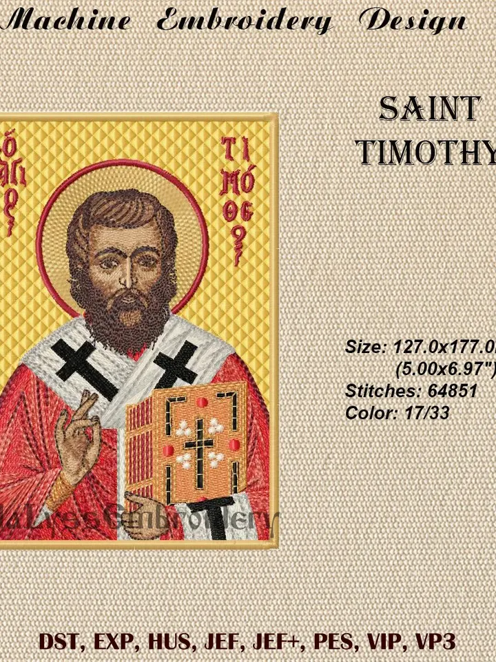 Saint Timothy embroidery design $40.00 | Buy online with delivery