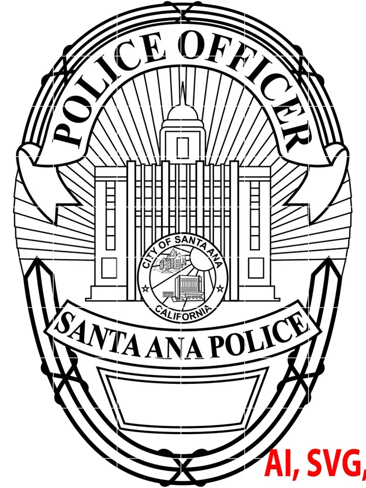 City of Santa Ana Police Officer Badge, Logo, Seal, Custom, Ai, Vector ...