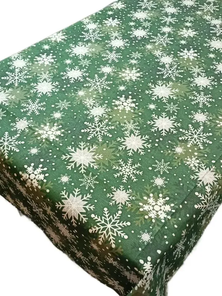 Green christmas tablecloth, custom tablecloth, cotton round tablecloth ...