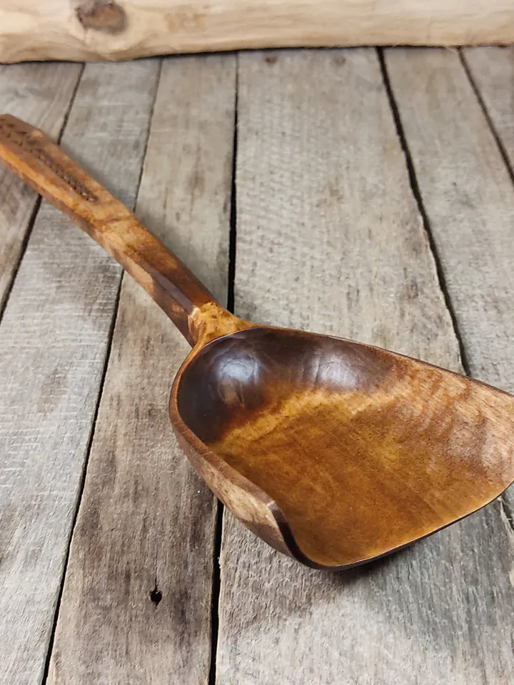 Handmade wooden kitchen scoop Hand carved large measuring wooden scoop ...