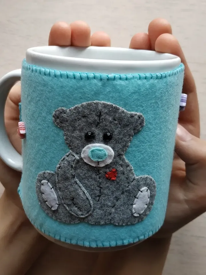 Valentine pattern, Felt cup cozy pattern, Felt mug cozy, Cup warmer ...