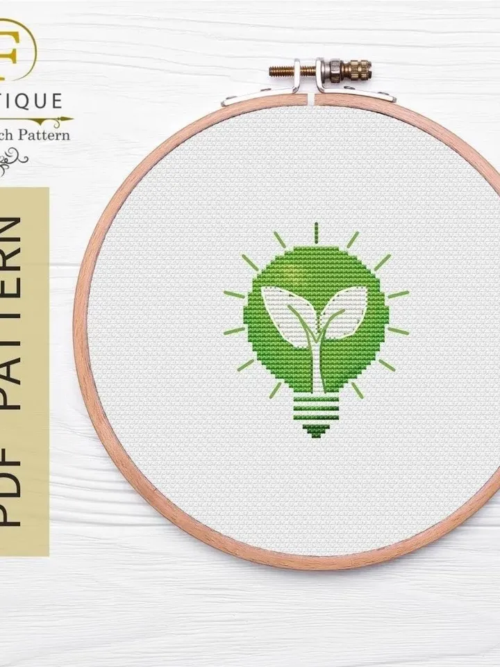 Organic Eco Green Cross Stitch Pattern, Counted Cross Stitch Pattern ...